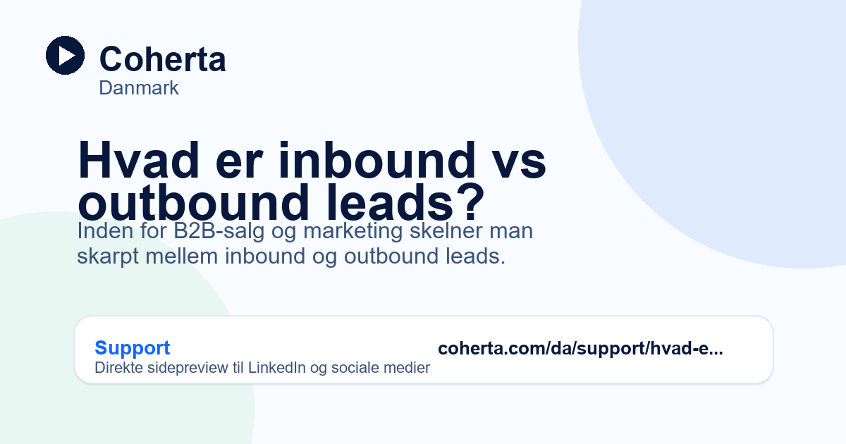 Hvad er inbound vs outbound leads? | Coherta Support